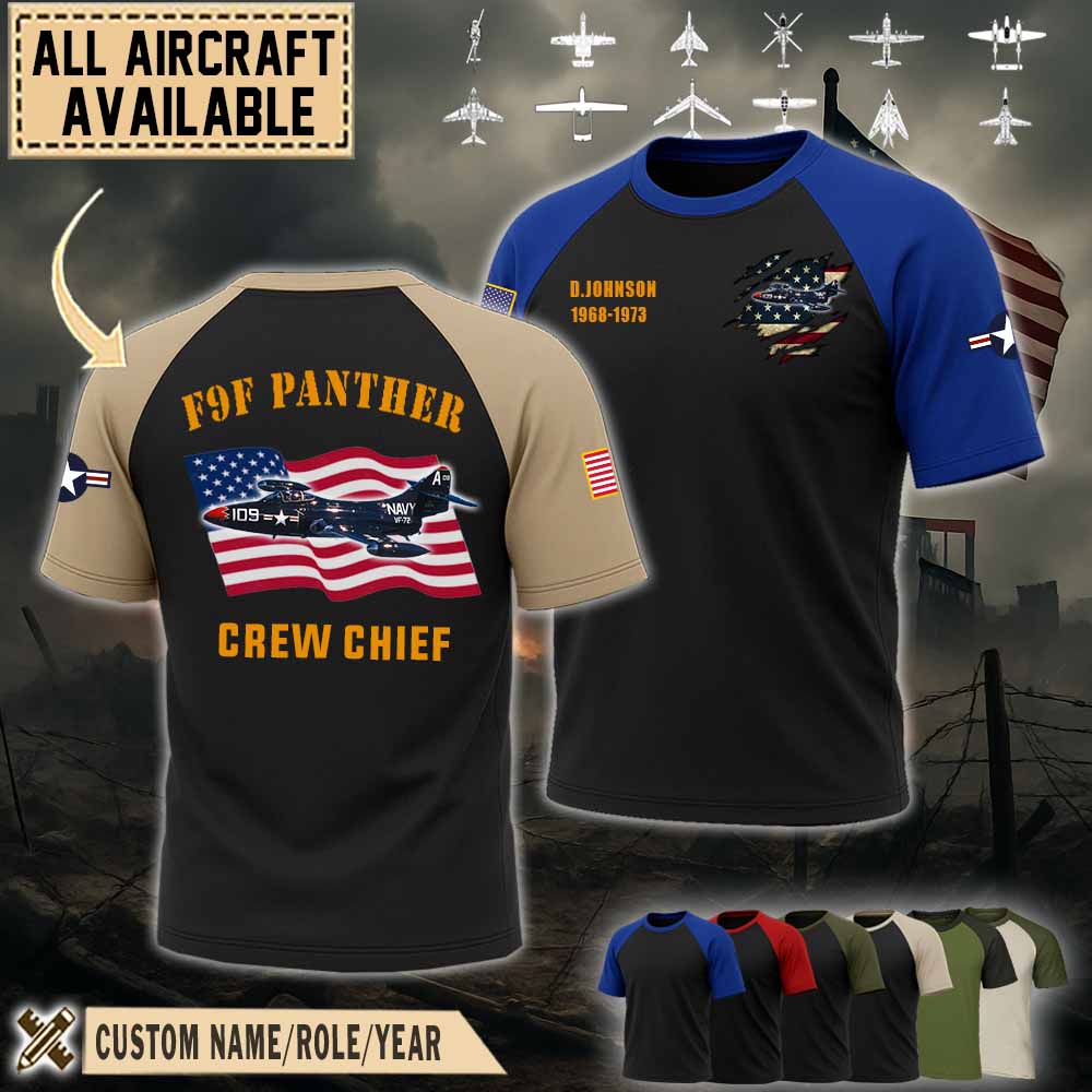 F9F Panther_Raglan Tshirt - Proudly-Served: Military Apparels and Veteran Collectibles