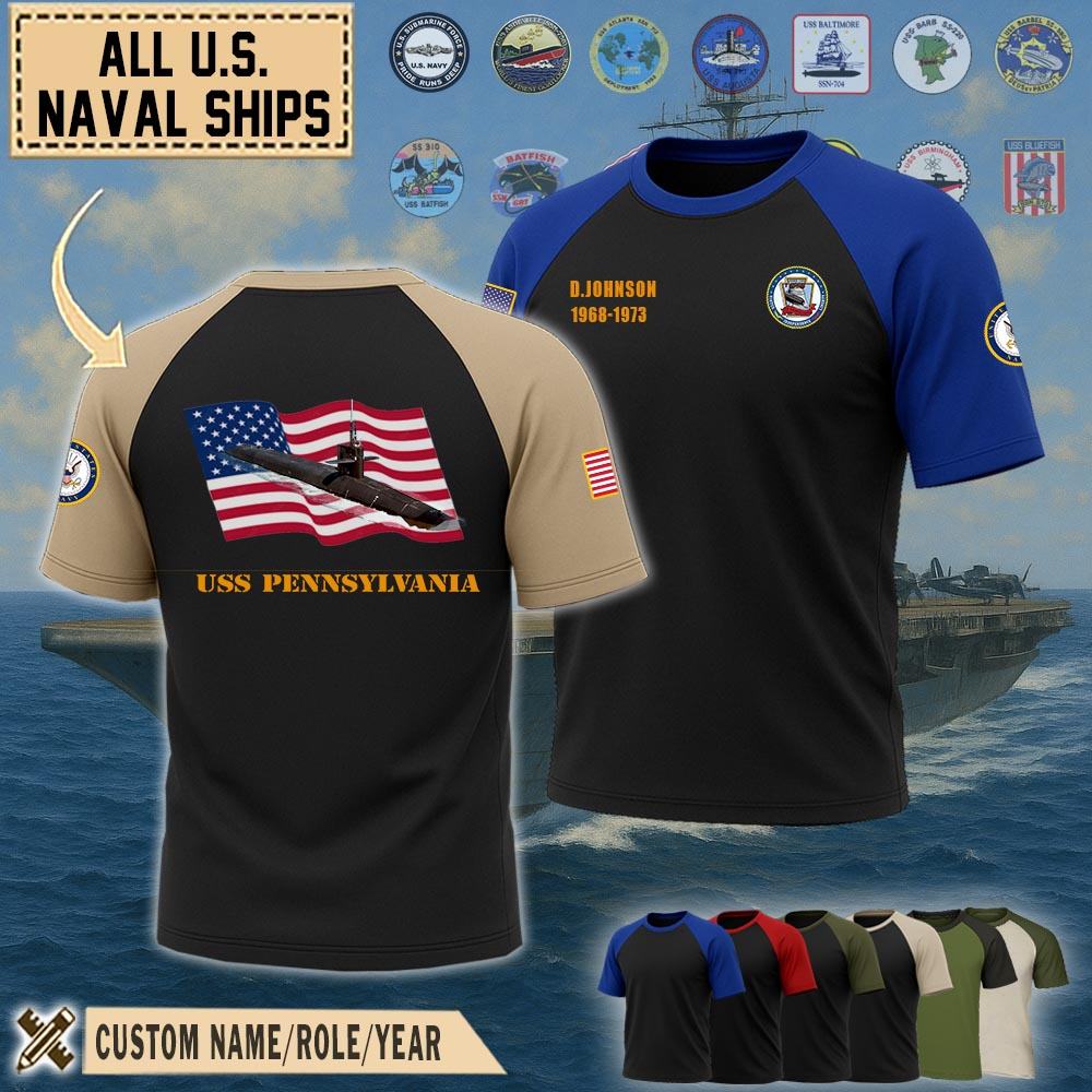 USS Pennsylvania (SSBN-735)_Raglan Tshirt - Proudly-Served: Military Apparels and Veteran ...