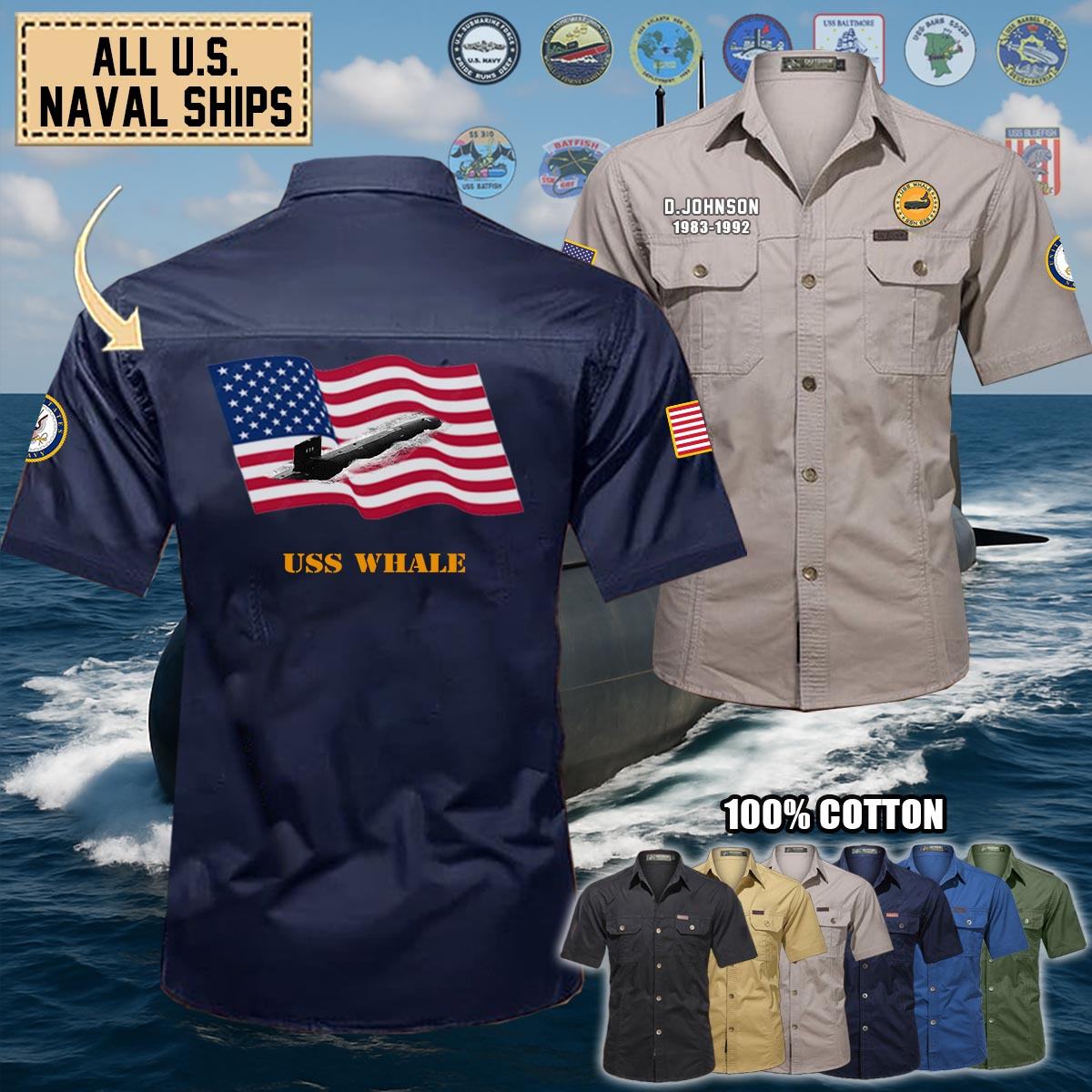 USS Whale (SSN-638)_Cotton Cargo Shirts - Proudly-Served: Military ...