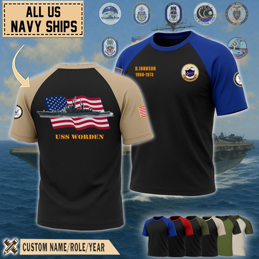USS Worden_Raglan Tshirt - Proudly-Served: Military Apparels and Veteran Collectibles