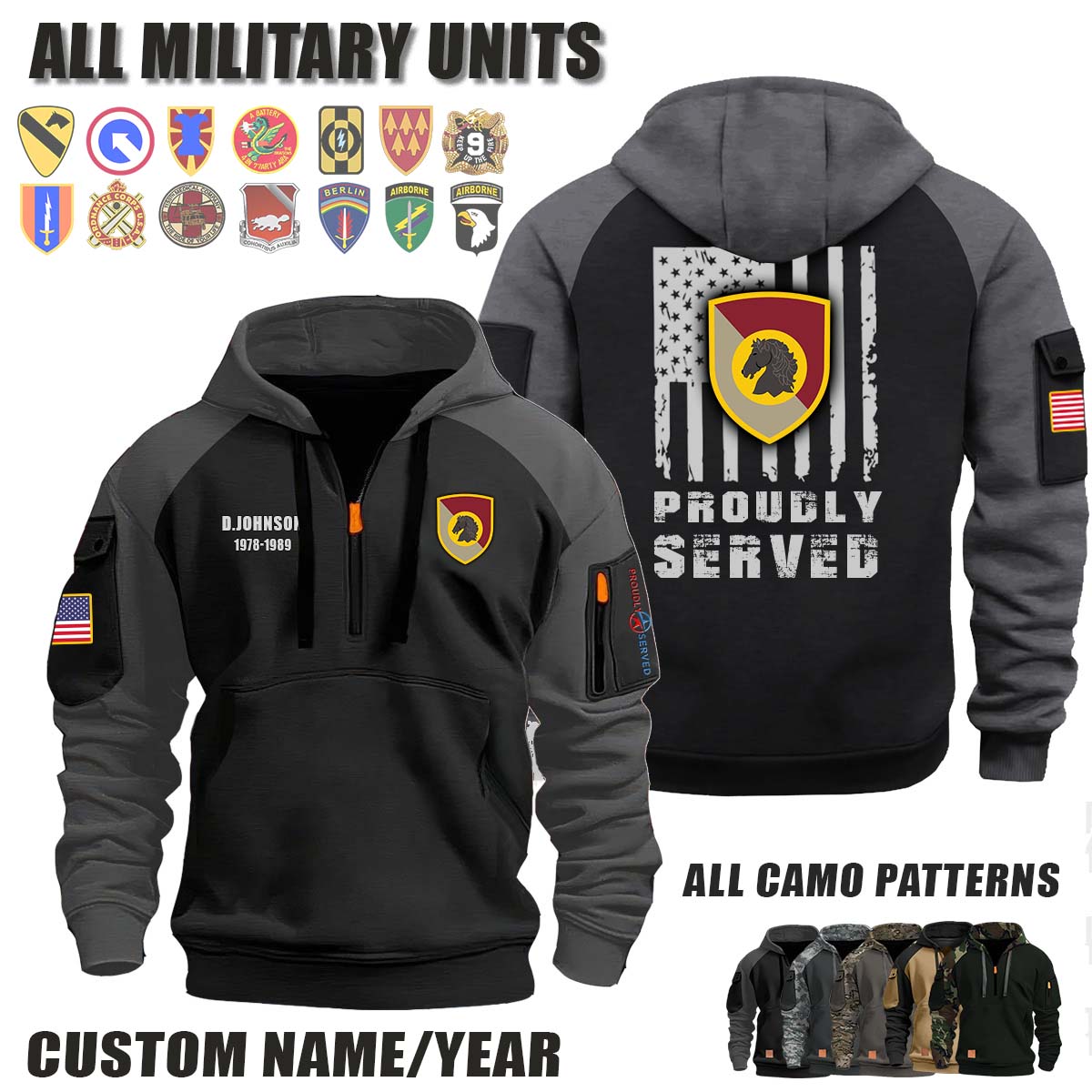 300th Sustainment Brigade_Camo Halfzip Hoodie - Proudly-Served ...