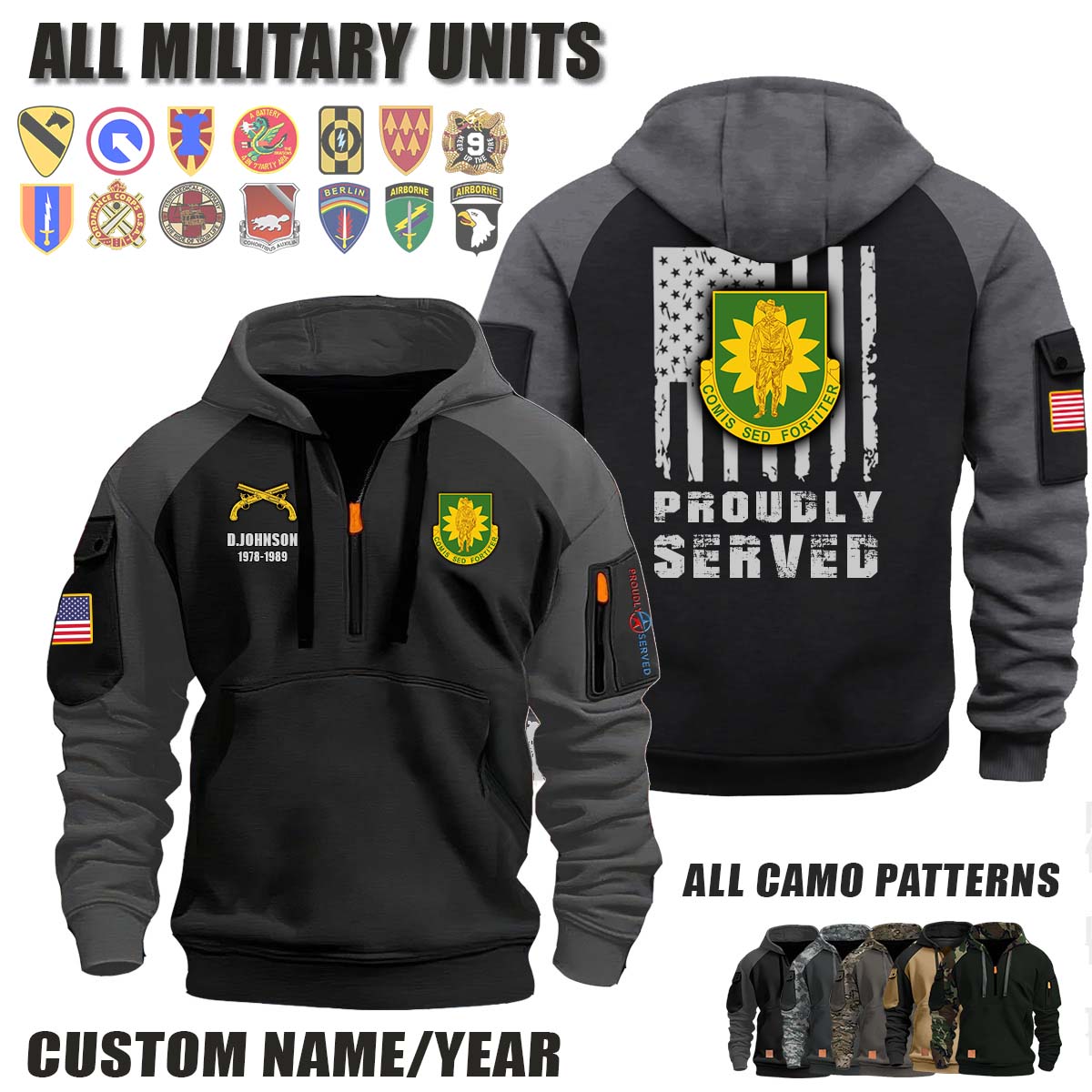 304th MP BN 304th Military Police Battalion_Camo Halfzip Hoodie - Proudly-Served: Military ...