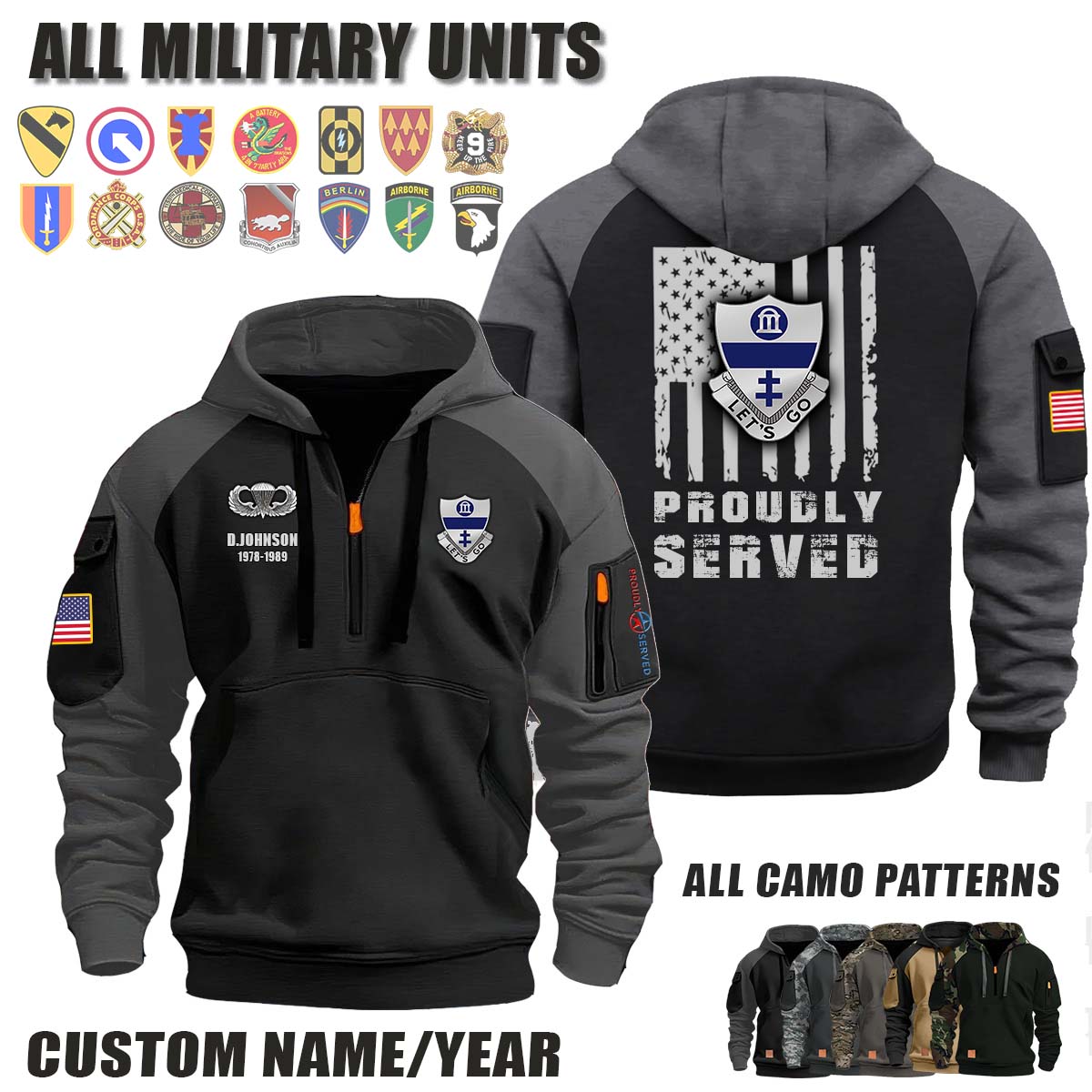 325th AIR 325th Airborne Infantry Regiment_Camo Halfzip Hoodie ...