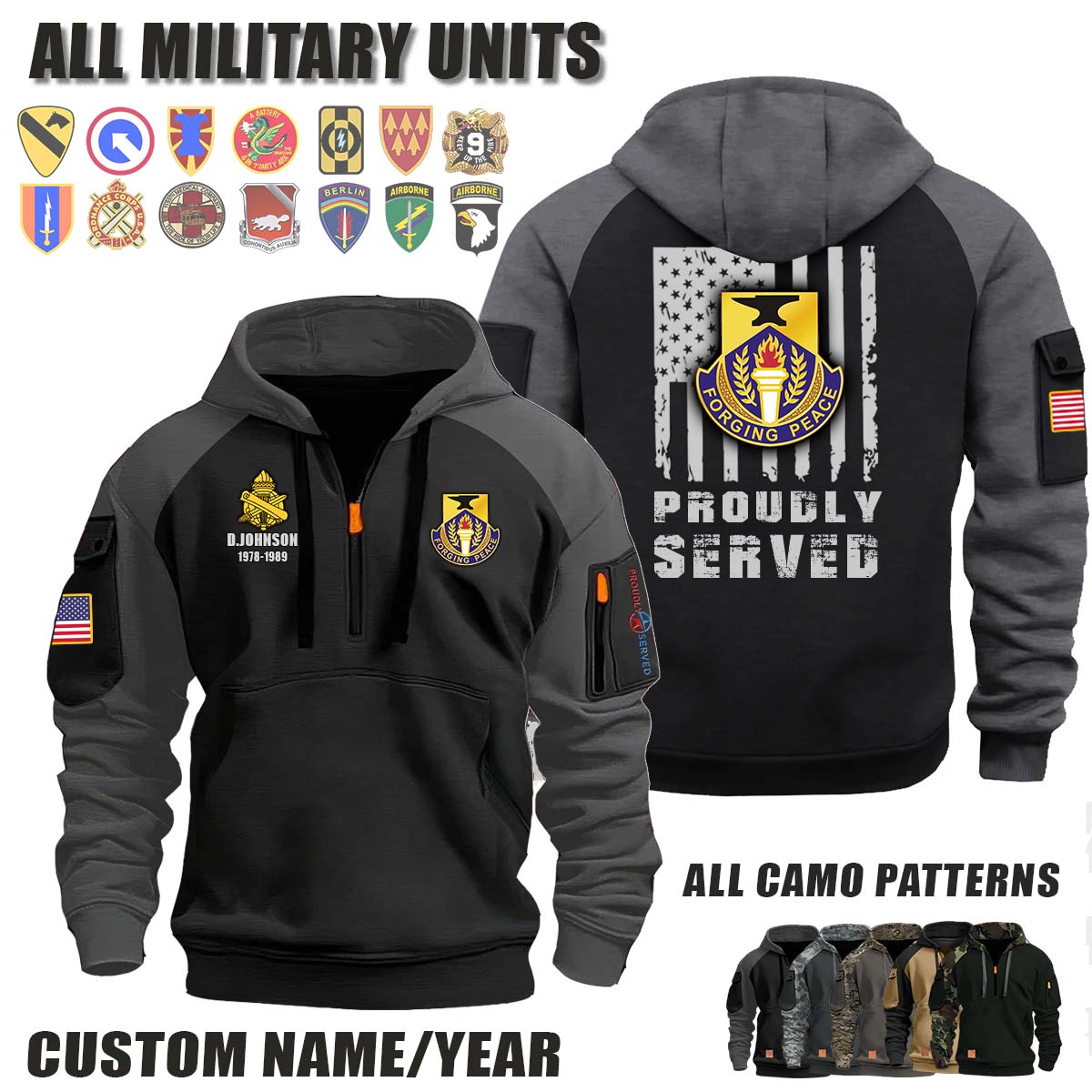 412th CA BN 412th Civil Affairs Battalion_Camo Halfzip Hoodie - Proudly-Served: Military ...