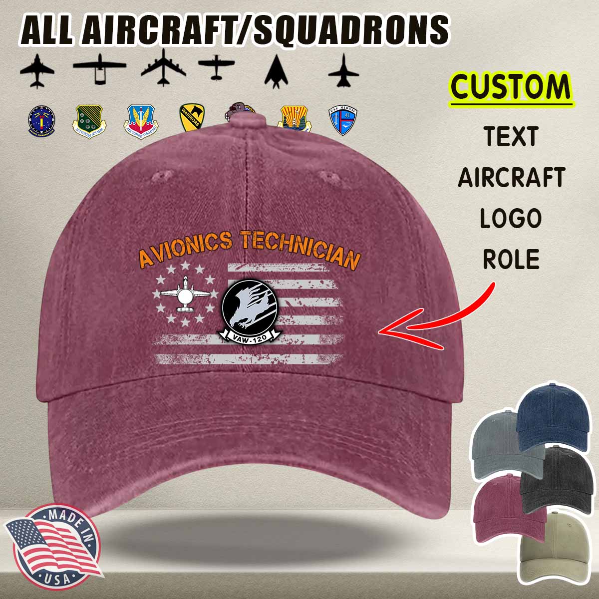 Custom Aircraft_Ver 2 Washed Denim Baseball Cap - Proudly-Served ...